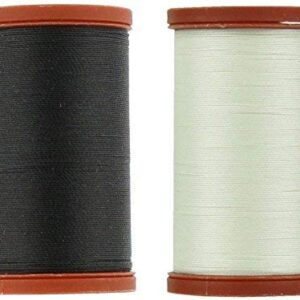 Upholstery Repair Kit with 2 Spools (1 White & 1 Black Spool) and 7 Different Sized Needles | Leather Repair Kit, Furniture, Clothes, Car, Fabric, Couch, Vinyl, Boat, Seat, Carpet, Shoe | Patch Fabric