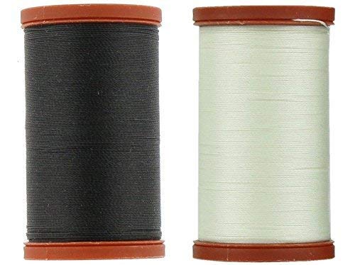 Upholstery Repair Kit with 2 Spools (1 White & 1 Black Spool) and 7 Different Sized Needles | Leather Repair Kit, Furniture, Clothes, Car, Fabric, Couch, Vinyl, Boat, Seat, Carpet, Shoe | Patch Fabric