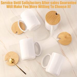 RAINBOWTIE Sublimation Mugs 15 oz Sublimation Mugs Blank with Bamboo Lid White Coffee Mugs Sublimation Coffee Mugs Coffee Cup with Lid Set of 12