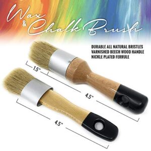 Chalk Furniture Paint Brushes for Furniture Painting, Milk Paint, Wax, Stencil Brushes, Home Furniture Paint - 2 Piece Round Chalked Paint Brushes Set