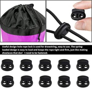 UD 40pcs Plastic Cord Locks with 18-Inch 65ft Elastic Cord Stretch String for Drawstring, Shoelaces, Clothing, Backpack, Bags (Black)