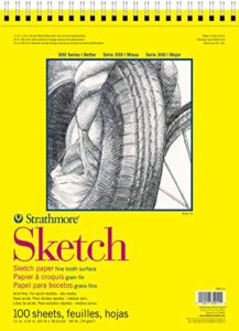 strathmore 300 series sketch paper pad, top wire bound, 11×14 inches, 100 sheets (50lb/74g) – artist sketchbook for adults and students – graphite, charcoal, pencil, colored pencil