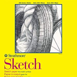 Strathmore 300 Series Sketch Paper Pad, Top Wire Bound, 11x14 inches, 100 Sheets (50lb/74g) - Artist Sketchbook for Adults and Students - Graphite, Charcoal, Pencil, Colored Pencil