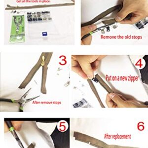 Zipper Repair Kit 255 Pcs Zipper Replacement Kit with Zipper Install Pliers Tool and Zipper Extension Pulls for Clothing Jackets Purses Luggage Backpacks Tents Sleeping Bag