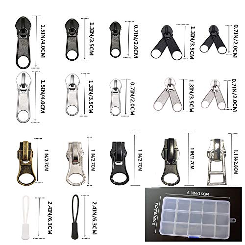 Zipper Repair Kit 255 Pcs Zipper Replacement Kit with Zipper Install Pliers Tool and Zipper Extension Pulls for Clothing Jackets Purses Luggage Backpacks Tents Sleeping Bag