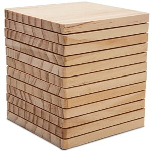 12 pack unfinished wood coasters, goh dodd 4 inch square blank wooden coasters crafts coasters for diy architectural models drawing painting wood engraving wood burning laser scroll sawing