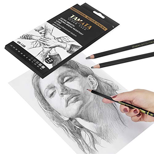 RVOGJP TAMATA Professional Drawing Sketching Pencil Set - 12 Pieces Art Drawing Graphite Pencils(12B - 4H), Ideal for Drawing Art, Sketching, Shading, for Beginners & Pro Artists