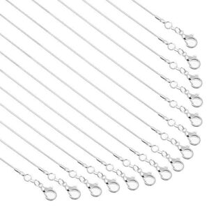 paxcoo 30 pack necklace chain silver plated necklace snake chains bulk for jewelry making, 1.2 mm (18 inches)