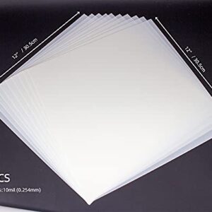 10PCS 10mil Blank Mylar Stencil Sheets,12X12 inch Milky Translucent PET Blank Stencils Sheets,Template Material for Cutting Machines, Laser Cutting, Food-Safe Craft Plastic