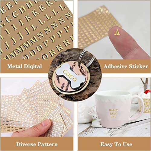 18 Sheets Small Letter Stickers for Resin,Mini Gold/Silver Letter Stickers Metallic Alphabet Number Stickers for Nail Art Epoxy Resin Crafts,Glitter Self Adhesive DIY Scrapbook Stickers with Tweezers