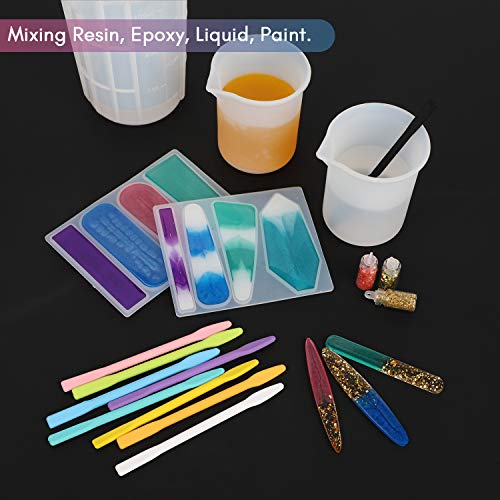 9PCS Colored Silicone Stir Sticks, Gartful Reusable Epoxy Resin Stir Sticks, for Resin Mixing, Paint, Making Glitter Tumblers Cups, Arts, Crafts, Facial Mask Stirring Rods, 9 Colors