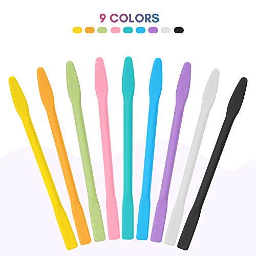 9PCS Colored Silicone Stir Sticks, Gartful Reusable Epoxy Resin Stir Sticks, for Resin Mixing, Paint, Making Glitter Tumblers Cups, Arts, Crafts, Facial Mask Stirring Rods, 9 Colors