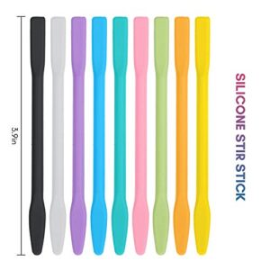 9PCS Colored Silicone Stir Sticks, Gartful Reusable Epoxy Resin Stir Sticks, for Resin Mixing, Paint, Making Glitter Tumblers Cups, Arts, Crafts, Facial Mask Stirring Rods, 9 Colors