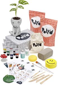 pott’d™ home air-dry clay pottery kit for beginners, pottery kit for adults. kit includes: air-dry clay for adults, tools, paints, brushes, sealant, how-to-guide, gift – regular paints