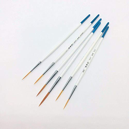 XDT#830 Rigger Artist Paint Brush 6 Piece Set Extra Long Fine Point Liner Tip #000#00#0#1#2#3, Scale Models Nail Acrylic Oil Watercolor