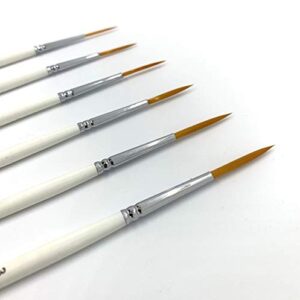 XDT#830 Rigger Artist Paint Brush 6 Piece Set Extra Long Fine Point Liner Tip #000#00#0#1#2#3, Scale Models Nail Acrylic Oil Watercolor