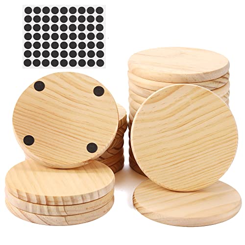 24 Pack Unfinished Wood Coasters, GOH DODD 4" Wood Slices for Nature Crafts & Wedding Decoration, Blank Coasters Wood Kit for DIY Architectural Models Drawing Painting Wood Engraving, Round