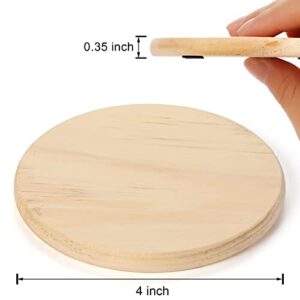 24 Pack Unfinished Wood Coasters, GOH DODD 4" Wood Slices for Nature Crafts & Wedding Decoration, Blank Coasters Wood Kit for DIY Architectural Models Drawing Painting Wood Engraving, Round