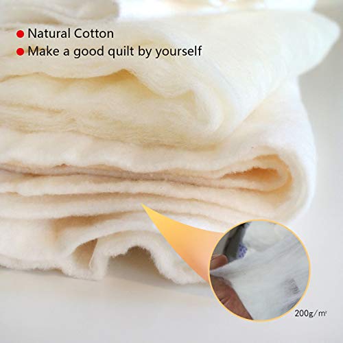 PLANTIONAL Natural Cotton Batting for Quilts: 59-Inch x 79-Inch Light Weight Purely Natural All Season Quilt Batting for Quilts, Craft and Wearable Arts