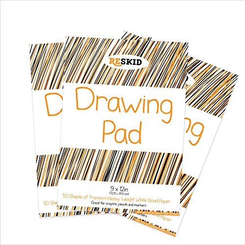 Reskid Kids Drawing Pads - 3 Pack of 9x12 Inch with 50 Sheets Each - Removable Pages for Easy Display and Preservation, Perfect for Young Artists