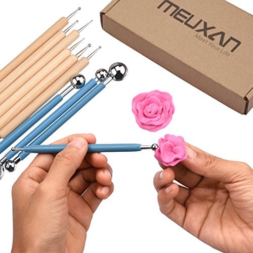 Meuxan 10 Piece Dotting Tools Ball Styluses for Rock Painting, Pottery Clay Modeling Embossing Art