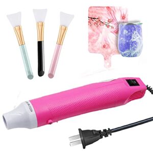 heat gun for crafts, mini heat gun for epoxy resin, 300w portable diy acrylic resin craft, dryer crafts heat tool for cup turner, shrink wrapping, crafts embossing, resin bubble remover (pink)