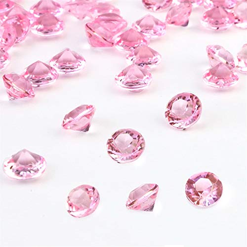 OUTUXED 1500pcs Pink Diamonds 0.3"(8mm) Crystal Gems Plastic Decor Vases Filler Light Crystal Clear Diamond for Party Decoration Table Scattering Wedding Bridal Shower