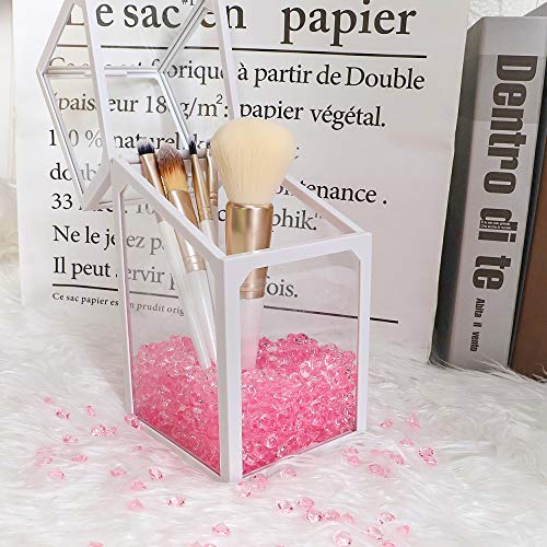 OUTUXED 1500pcs Pink Diamonds 0.3"(8mm) Crystal Gems Plastic Decor Vases Filler Light Crystal Clear Diamond for Party Decoration Table Scattering Wedding Bridal Shower