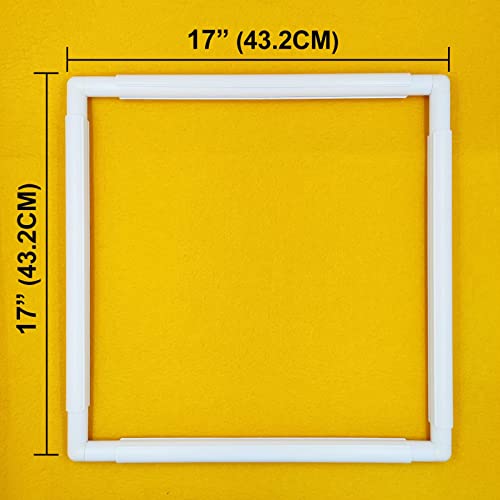 3 in 1 17''x17'',17"x11",11"x8" Universal Clip Frame Set, Square Rectangle Plastic Clip Frame for Embroidery, Quilting, Cross-Stitch, Punch Needle, Silk-Painting-Hand U Journey