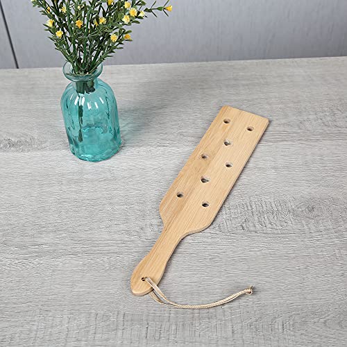 Bamboo Wood Paddle Lightweight Wooden Paddle with Airflow Holes, 13.3 Inch