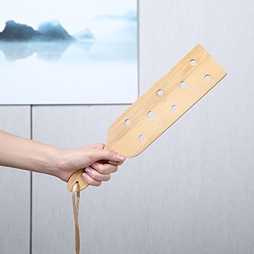 Bamboo Wood Paddle Lightweight Wooden Paddle with Airflow Holes, 13.3 Inch