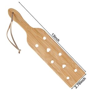 Bamboo Wood Paddle Lightweight Wooden Paddle with Airflow Holes, 13.3 Inch