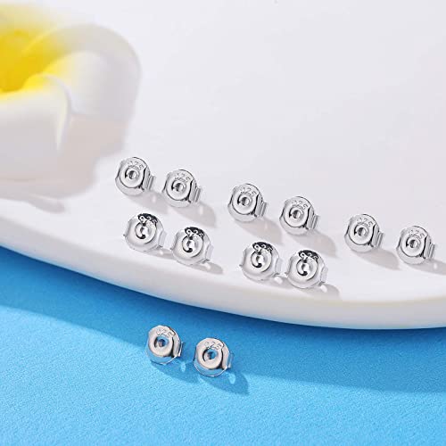 Earring Backs for Studs, Moconar 12PCS 925 Sterling Silver Earring Backs Replacements, Hypoallergenic Earring Backs Secure Ear Locking Pierced Earring Backs for Studs