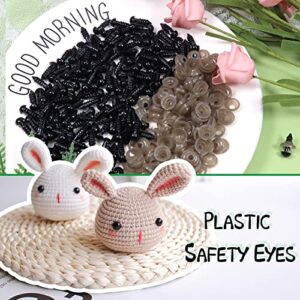 TOAOB 150pcs 6mm Black Plastic Safety Eyes Crafts Safety Eyes with Washers for Stuffed Animals Amigurumis Crochet Bears Doll Making