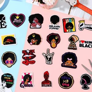 20 Pieces Black Girl Patches Iron on Patches for Clothing Afro Girl Embroidered Patches Sew On Patch Applique for Clothes Backpacks Jeans Jackets DIY Craft (Novelty Style)