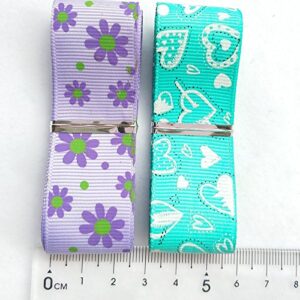 Dandan DIY Assorted 20 Yards Grosgrain Ribbon Bow Daisy Butterfly Cake Love Heart Dots Flower Rose Smile Face Craft DIY Packing Hair Bow Accessory