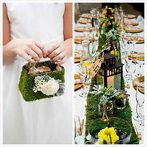 Farmoo Moss Table Runner, Preserved Moss Mat for Crafts Wedding Party Decor (12" x 71" Moss Roll)