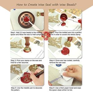 Wax Seal Kit, Wax Seal Stamp Kit with 648 Pcs Wax Seal Beads, 2 Wax Stamps, 10 Envelopes, 1 Warmer, 2 Metal Pens, 2 Spoon and 4 Candles, Ideal for Wedding Invitations, Gift Wrapping, Christmas Letters