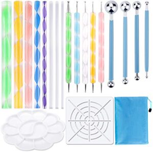 augshy 19pcs mandala dotting tools set pen dotting tools mandala stencil ball stylus paint tray for painting rocks, coloring, drawing and drafting