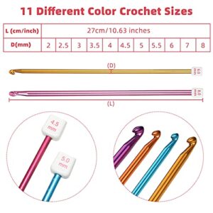 Tunisian Crochet Hooks Set 2-8 mm Aluminum Afghan Crochet Hooks, 3.5-12 mm Plastic Cable Weave Knitting Needle with Storage Bag, Scissors, Stitch Markers, Blunt Needles, Measure Tape for Beginner