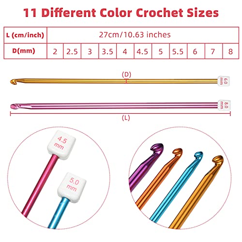 Tunisian Crochet Hooks Set 2-8 mm Aluminum Afghan Crochet Hooks, 3.5-12 mm Plastic Cable Weave Knitting Needle with Storage Bag, Scissors, Stitch Markers, Blunt Needles, Measure Tape for Beginner