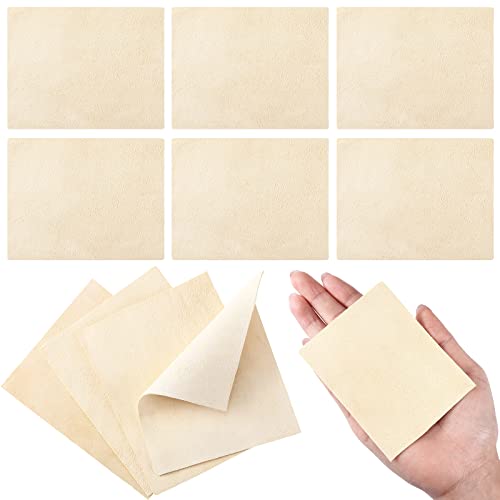 Potchen 20 Pieces Pre Cut Chamois for Smoothing Pot Rim Clay Pottery Tools Soft Cloth Leather Tool Kit Ceramic Supplies Ceramics Trimming (3 x 3.7 Inch)