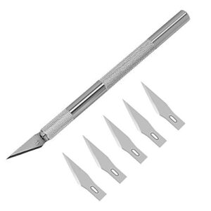 color you professional stainless steel precision knife hobby knife razor tool with 5 spare blades for phone pc tablet drone repair diy art work cutting caving knife sculpture, etc.