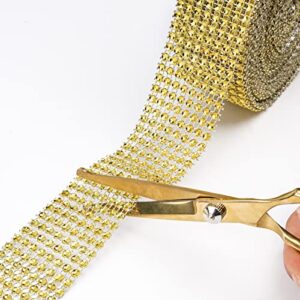 BTSD-home Gold Rhinestone Ribbon 2 Roll Diamond Ribbon for Crafts, Cake, Birthday Decorations, Wedding, Baby Shower Event and Arts (20Yard Gold)