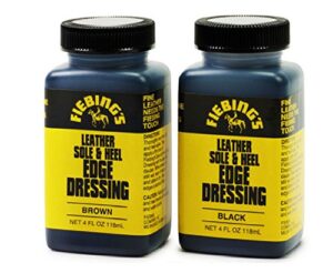 fiebing’s leather sole & heel edge dressing, black/brown 2-pack – color coats leather shoe edges – 4 oz