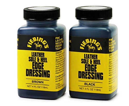 Fiebing's Leather Sole & Heel Edge Dressing, Black/Brown 2-Pack - Color Coats Leather Shoe Edges - 4 oz