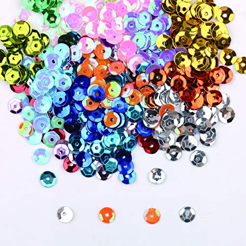 DIYASY 9800 Pcs 6MM Bulk Loose Sequins, 22 Colors Round Embroidery Sequins Cup Craft Sequins with Holes for DIY.