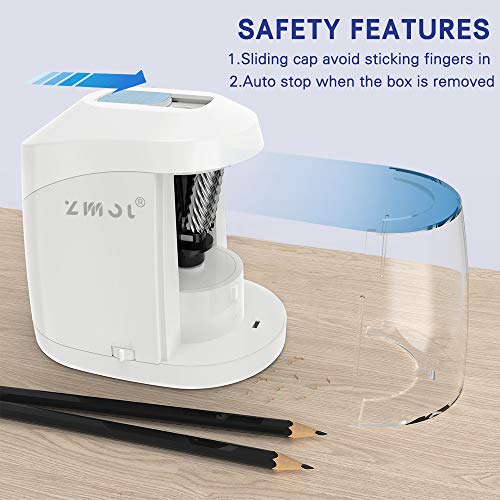 ZMOL Electric Pencil Sharpeners Battery Operated, Pencil Sharpener for Colored Pencils, Auto Stop for No.2/Colored Pencils(6-8mm),School/Classroom/Office/Home(USB Cable Included)