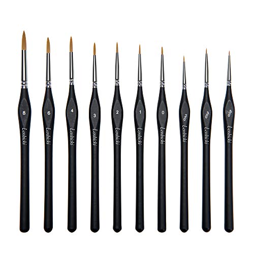 Micro Detail Paint Brush Set, 10pcs Small Miniature Fine Paint Brushes for Acrylic Painting, Miniature Detailing ,Figures, Models, Oil, Watercolor, Citadel Paint, Warhammer 40K&Line Drawing (Black)