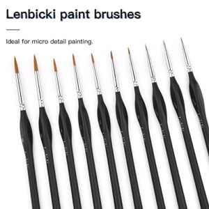 Micro Detail Paint Brush Set, 10pcs Small Miniature Fine Paint Brushes for Acrylic Painting, Miniature Detailing ,Figures, Models, Oil, Watercolor, Citadel Paint, Warhammer 40K&Line Drawing (Black)